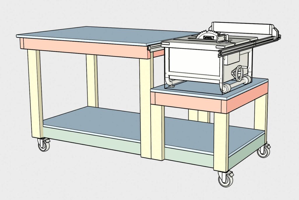 DIY workbench for table saw - Hydrangea Treehouse