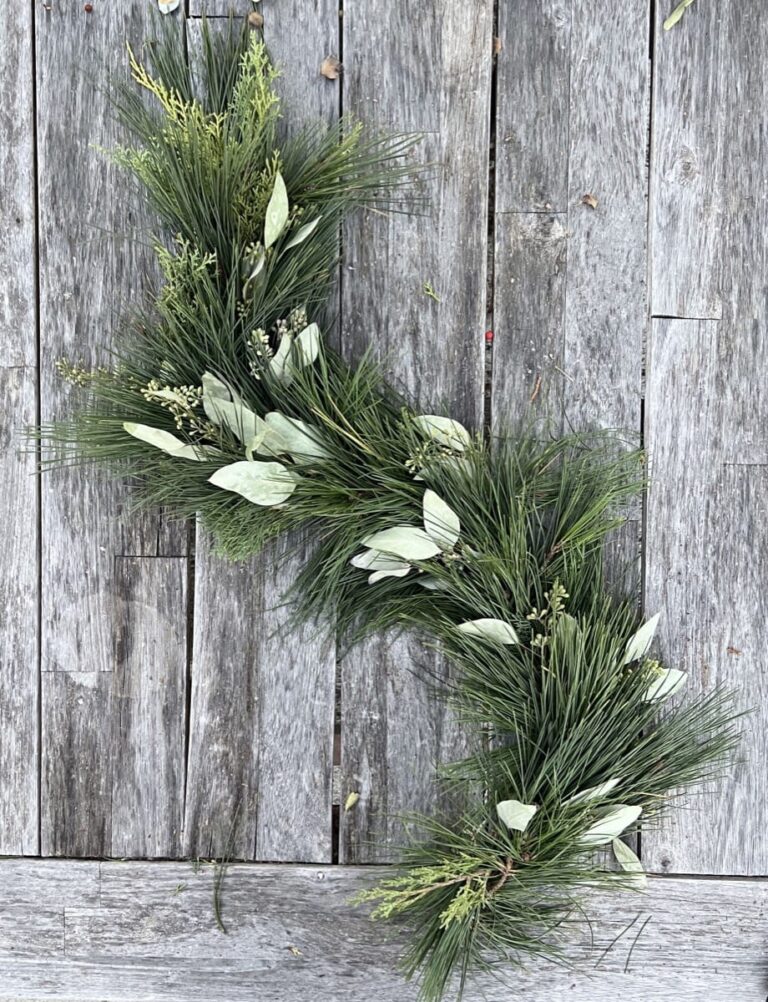 DIY Christmas Garland with Fresh Winter Greenery - Hydrangea Treehouse